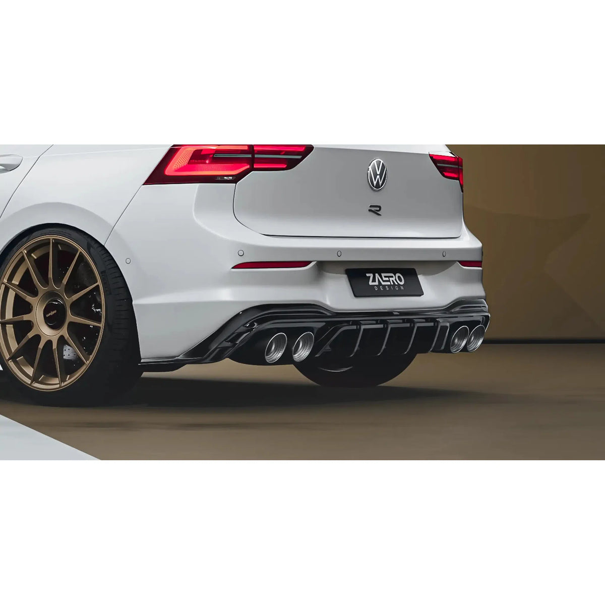 Zaero Design EVO-1 Gloss Black Rear Diffuser VW MK8 Golf R | ZA-GOLF-8 ...